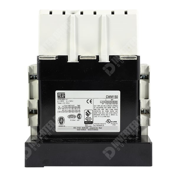WEG CWM150 – 150A 75kW 3 Pole Contactor, 2NO+2NC Aux, 208/250VAC/DC ...